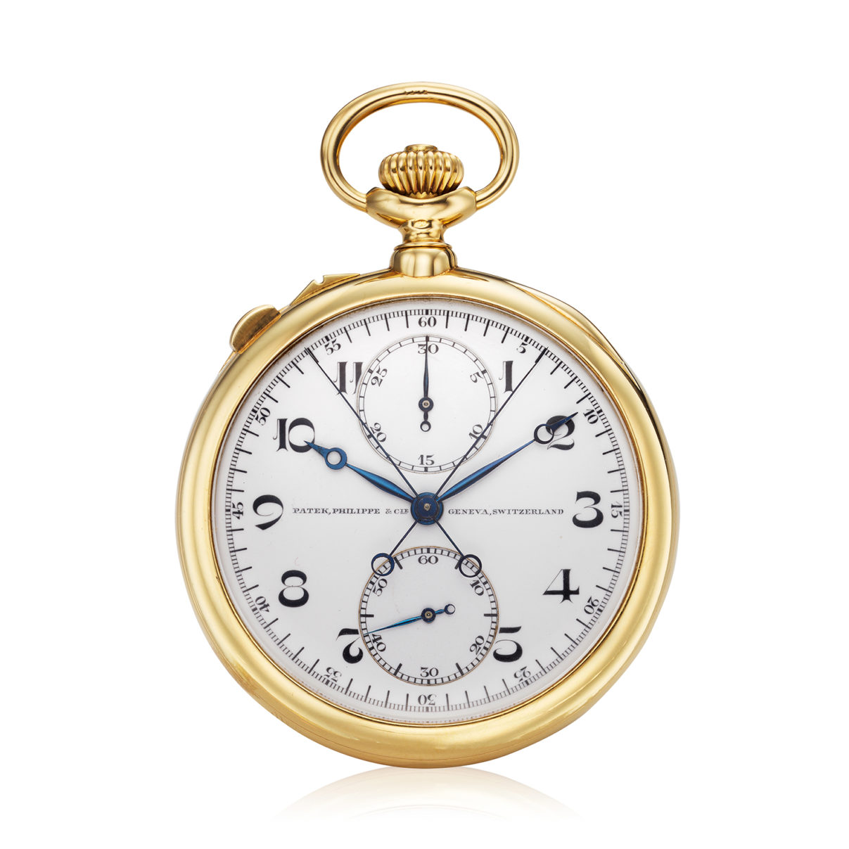 PATEK PHILIPPE SPLIT SECONDS POCKET WATCH WITH GREEK-STYLE ARABIC ...