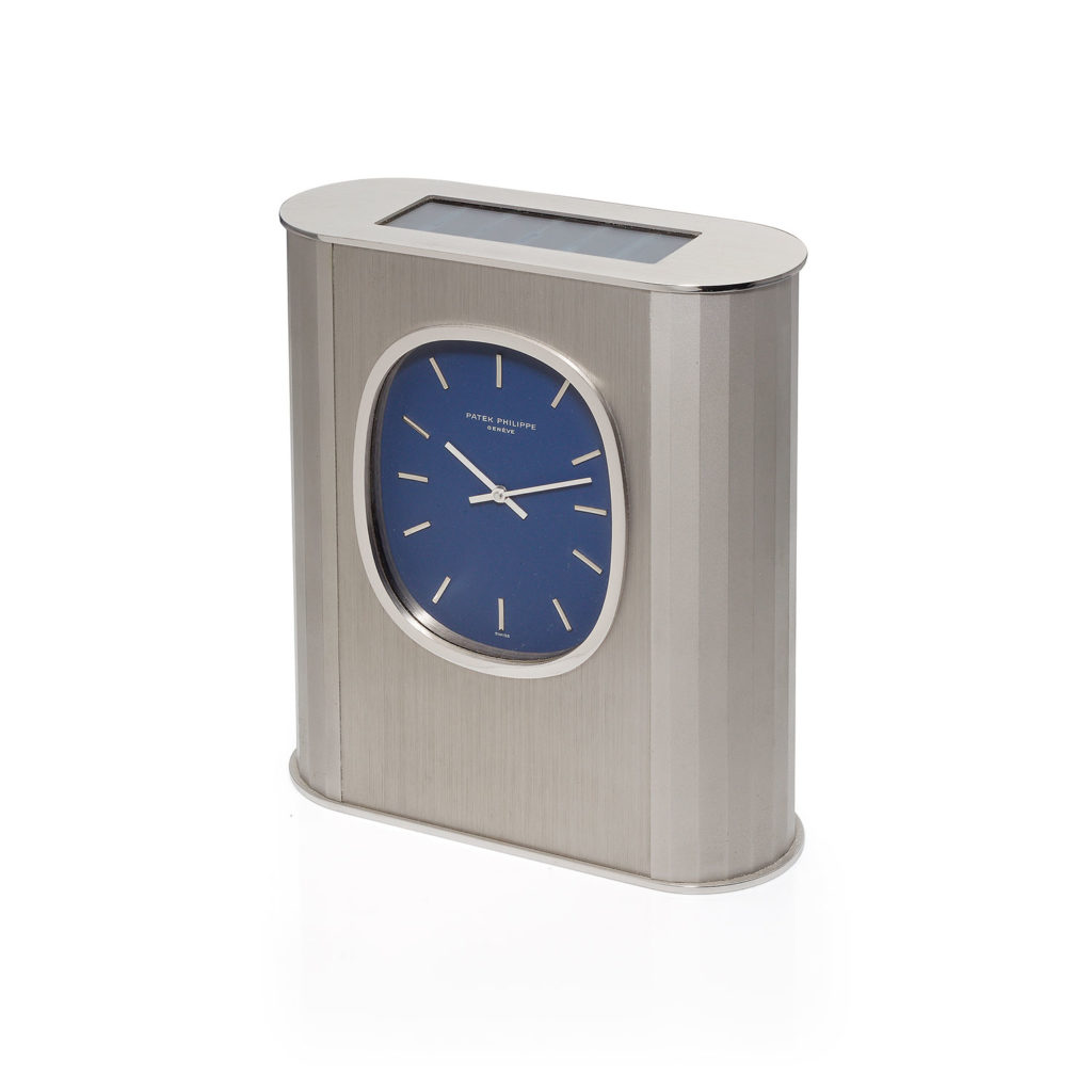 PATEK PHILIPPE RHODIUM SOLAR ELLIPSE DESK CLOCK - Collectability
