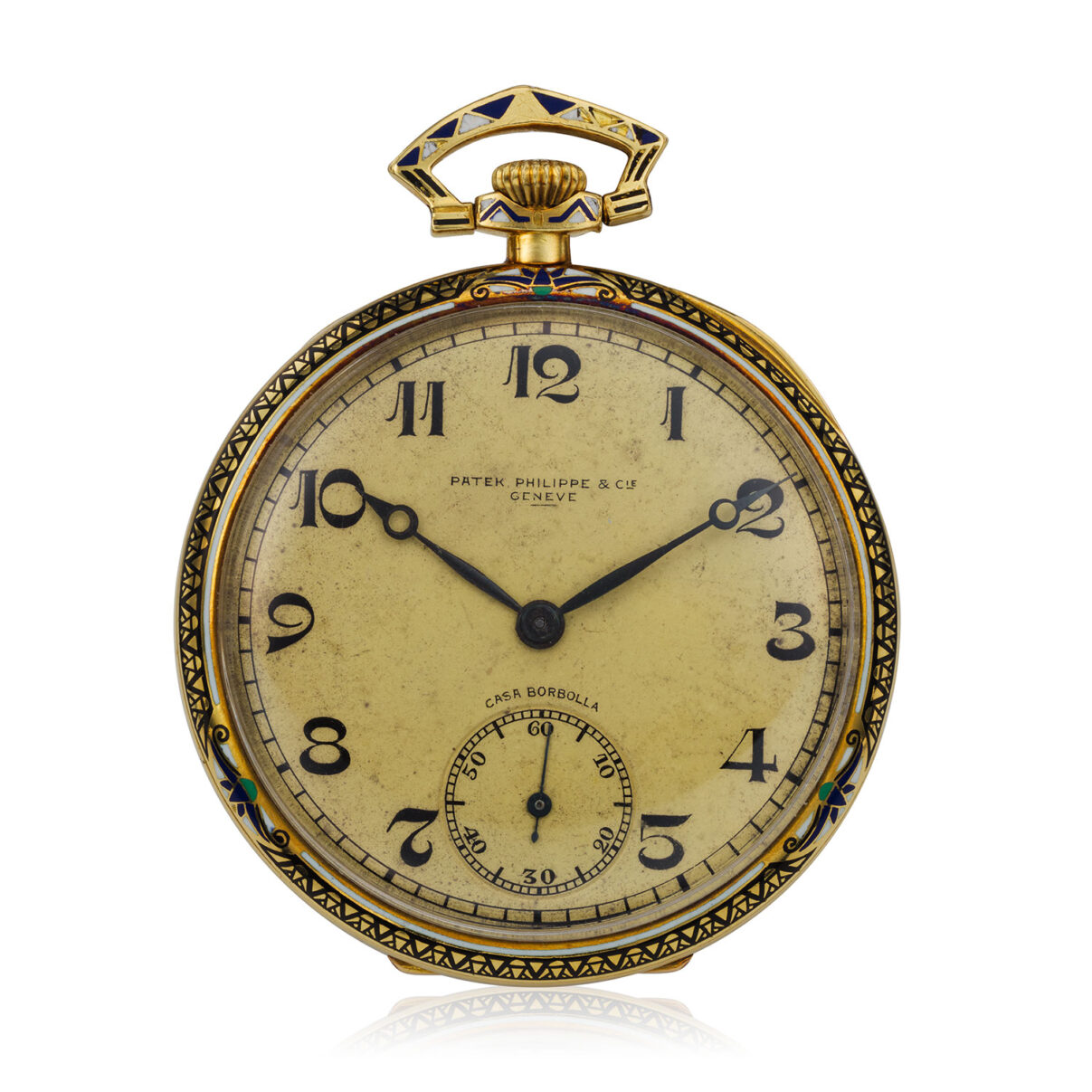 PATEK PHILIPPE YELLOW GOLD AND MULTI-COLOR ENAMEL POCKET WATCH ...