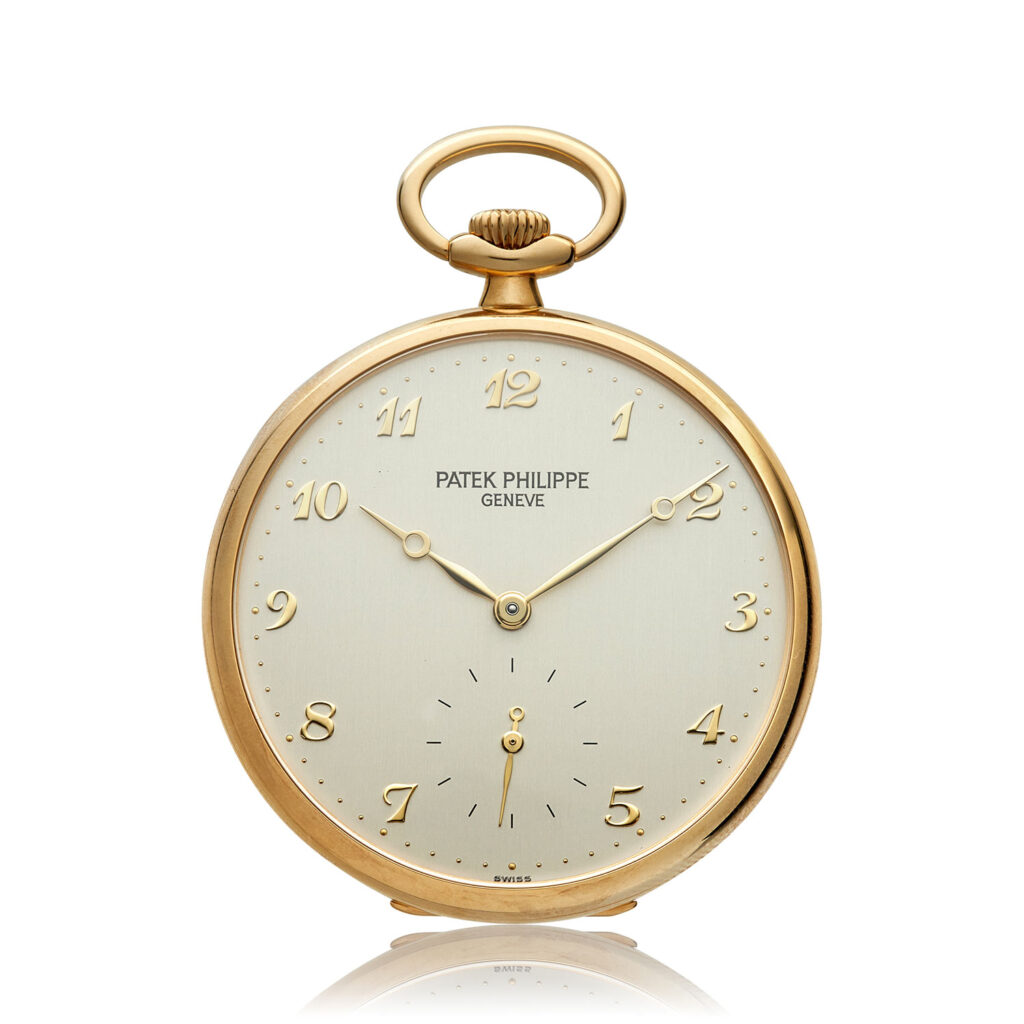 PATEK PHILIPPE YELLOW GOLD MINIATURE ENAMEL OPEN FACE POCKET WATCH ...