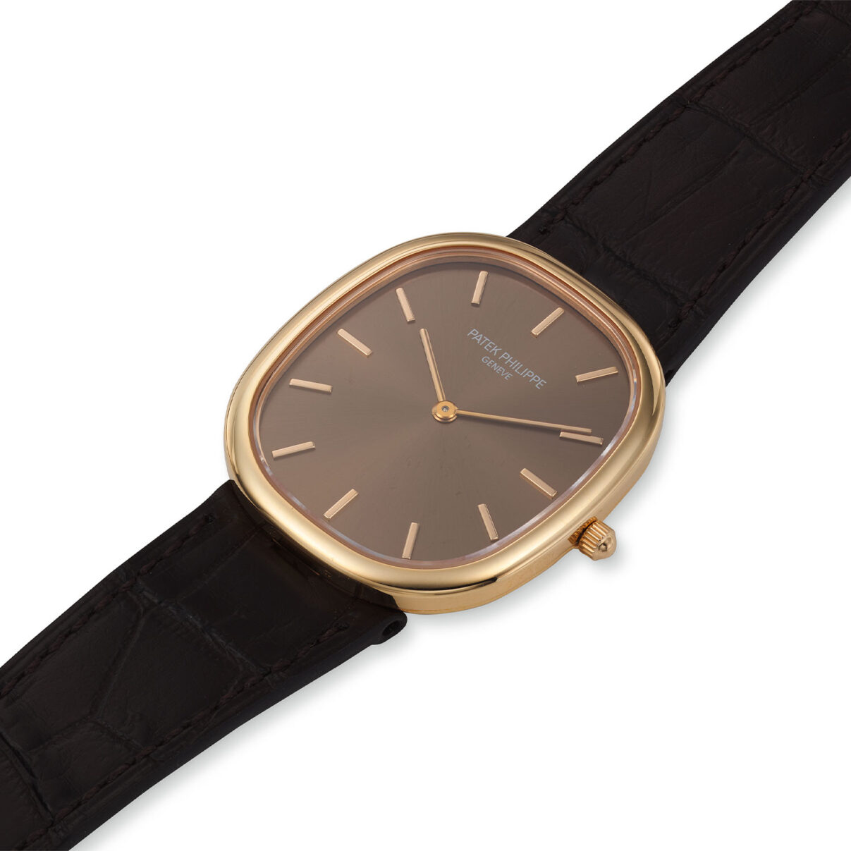 PATEK PHILIPPE ROSE GOLD ELLIPSE WITH BROWN GOLD DIAL, REF. 3738/100R ...