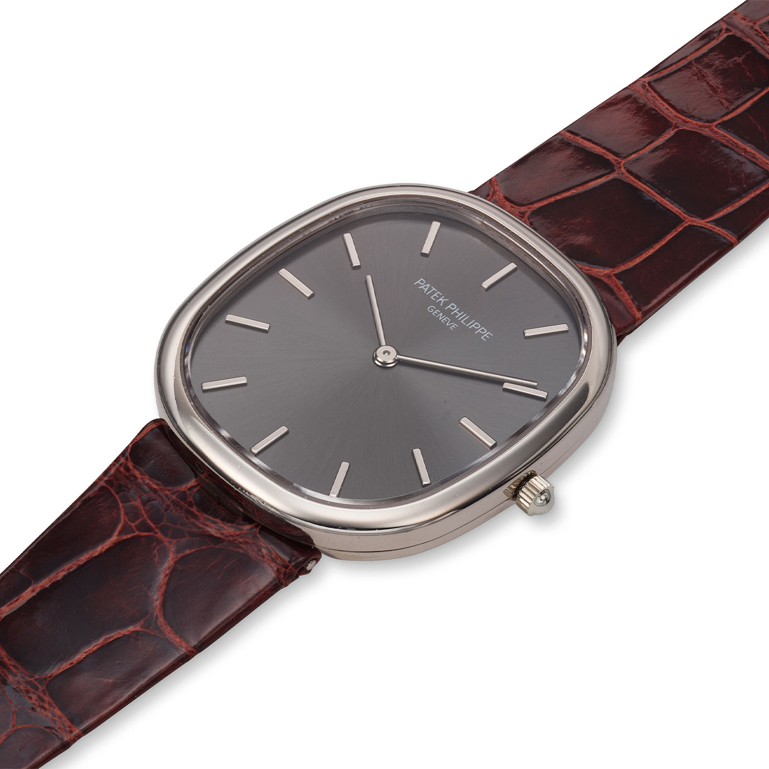 PATEK PHILIPPE WHITE GOLD ELLIPSE WITH ANTHRACITE DIAL, REF. 3738/100G ...