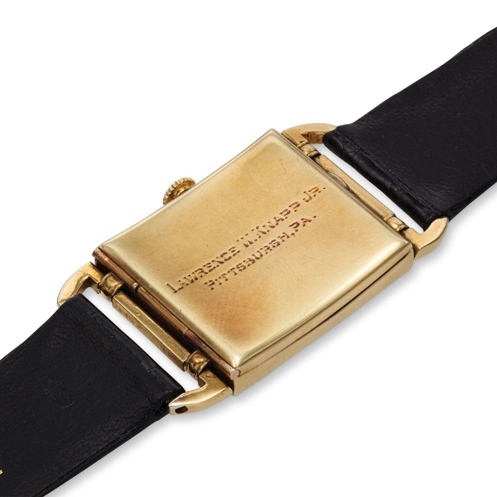 PATEK PHILIPPE YELLOW GOLD RECTANGULAR WRISTWATCH WITH MOVABLE LUGS ...