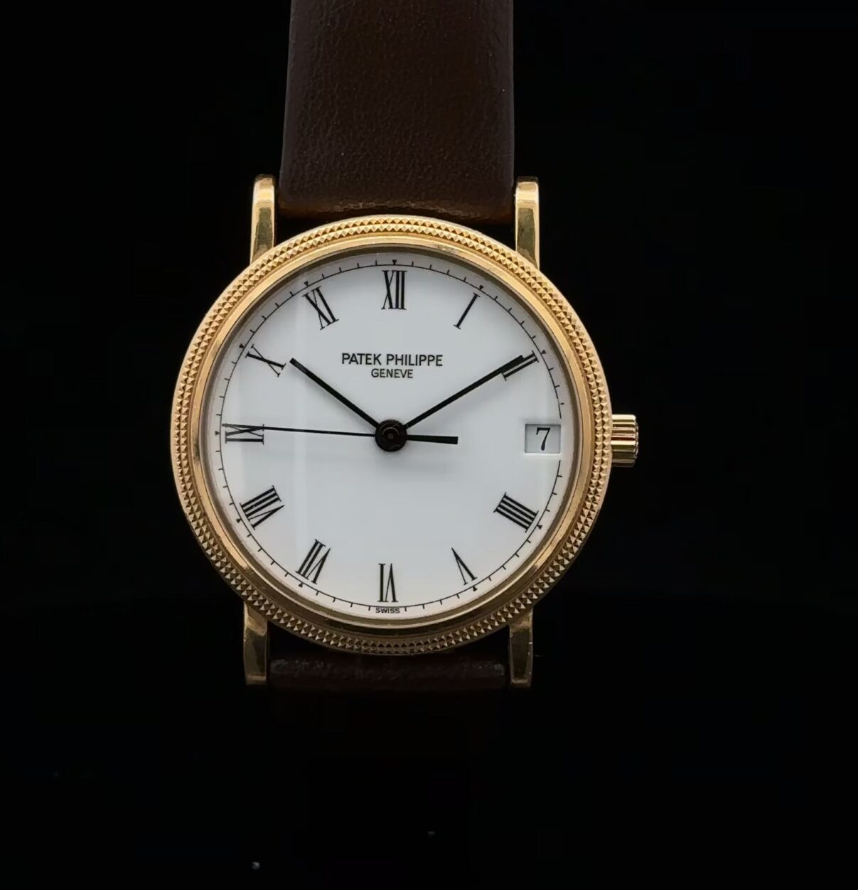 PATEK PHILIPPE YELLOW GOLD SELF-WINDING HOBNAIL CALATRAVA, REF. 3802 ...