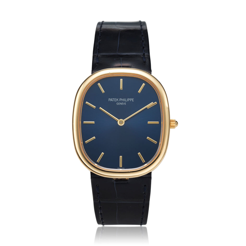 PATEK PHILIPPE ELLIPSE WRISTWATCH WITH BLUE DIAL, REF. 3738/100J ...