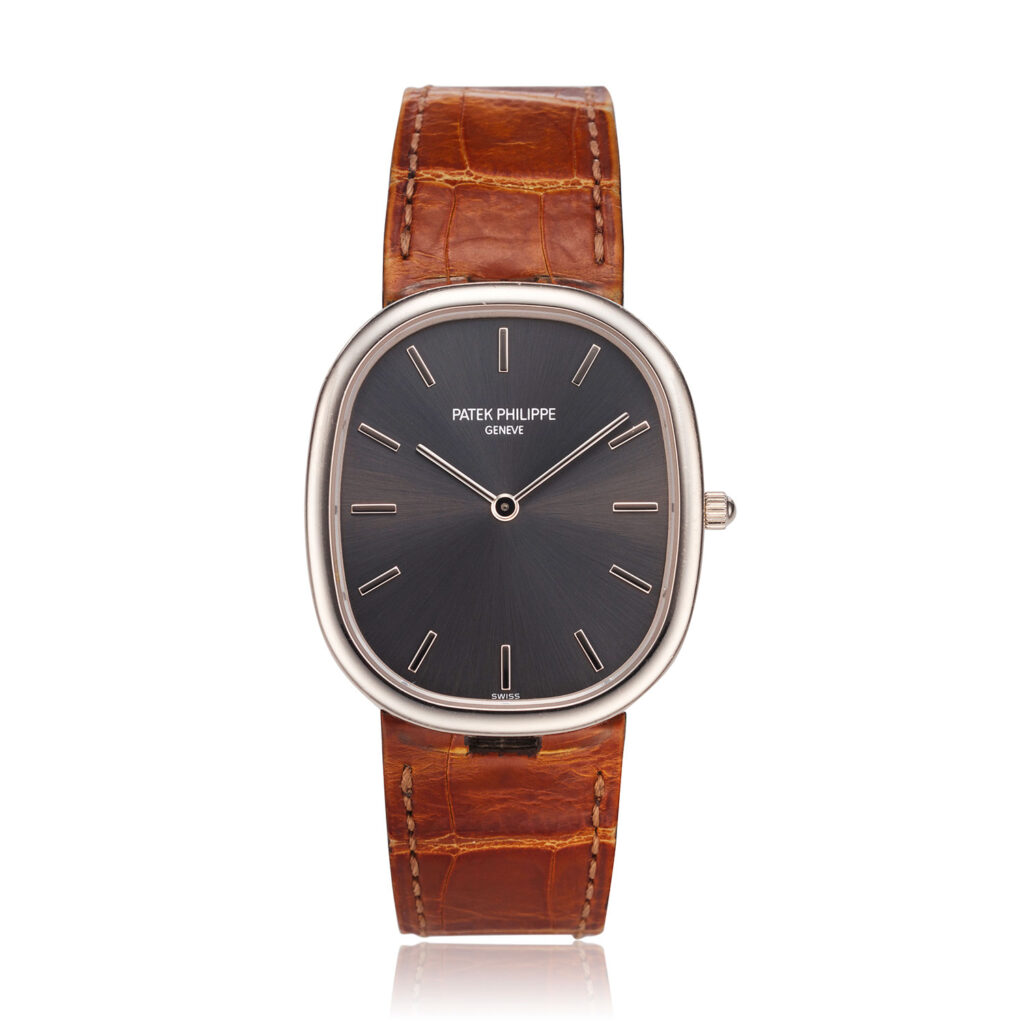 PATEK PHILIPPE WHITE GOLD ELLIPSE WITH ANTHRACITE DIAL, REF. 3738/100G ...