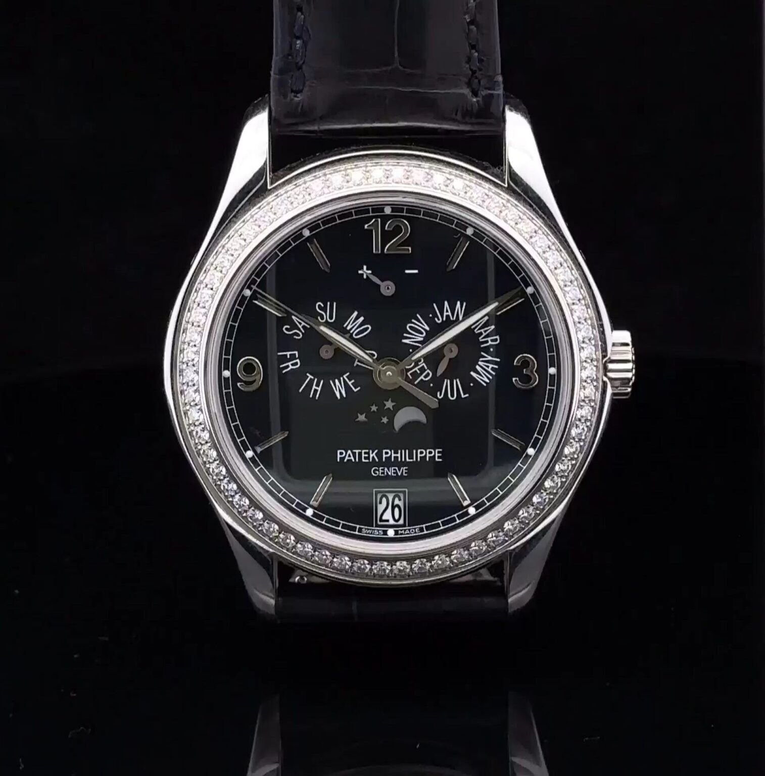 PATEK PHILIPPE WHITE GOLD AND DIAMOND ANNUAL CALENDAR, REF. 5147G-001 ...