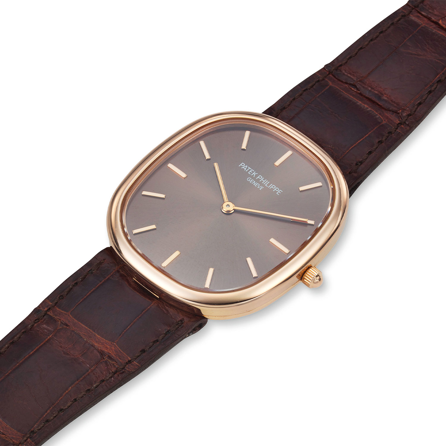PATEK PHILIPPE ROSE GOLD ELLIPSE WITH BROWN GOLD DIAL REF. 3738/100R ...